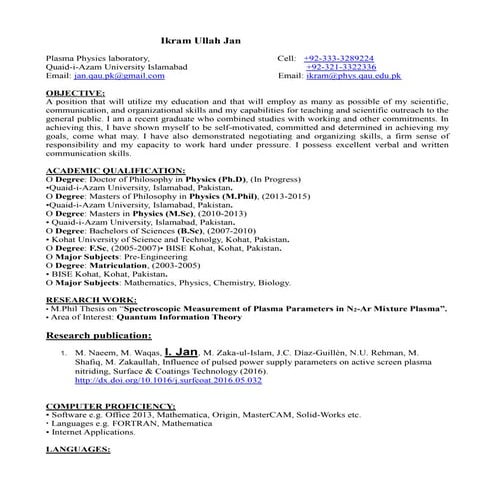 Ikram Ullah Jan-cv (2) | PDF