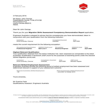 160203 MSA CDR Outcome Letter | PDF