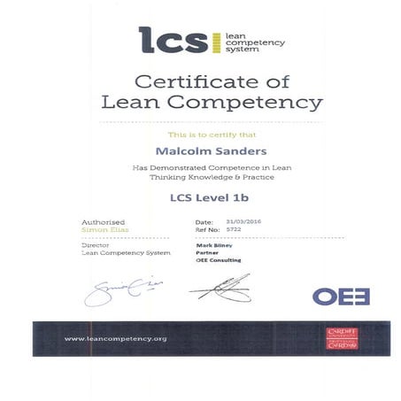 Lean Certificate level 1b | PDF