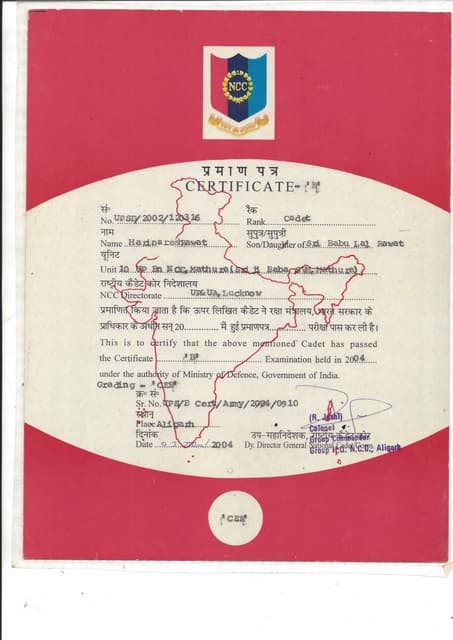 NCC camp certificate | PDF