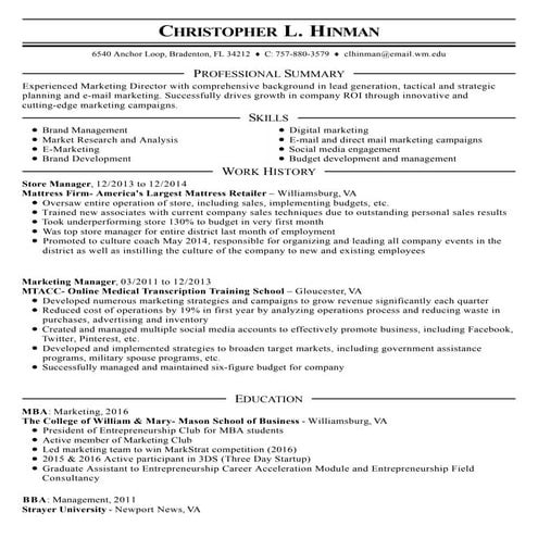 Christopher L. Hinman Resume M | PDF