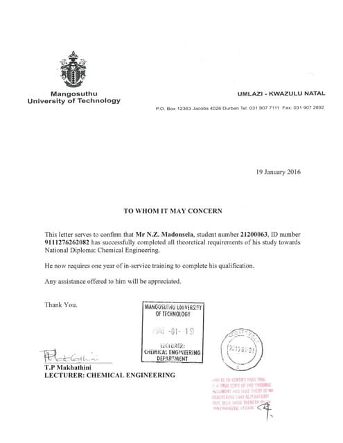 UCT Certificate | PDF