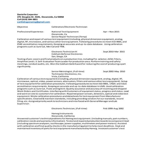 Danielle Carpenter Test Resume | PDF