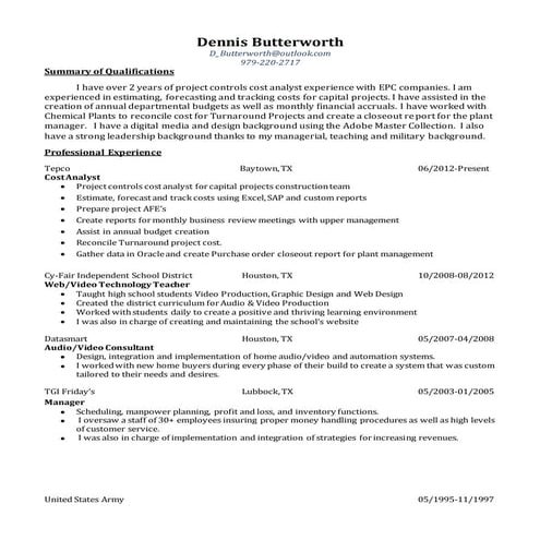 Dennis Butterworth - Resume | DOCX