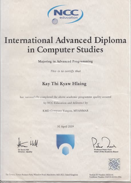 IDCS Diploma Certificate | PDF