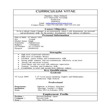 thandi cv updated | DOCX