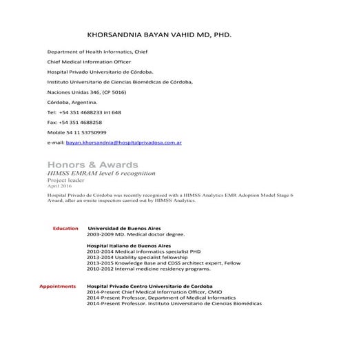 KHORSANDNIA BAYAN VAHID CV 2016 | PDF