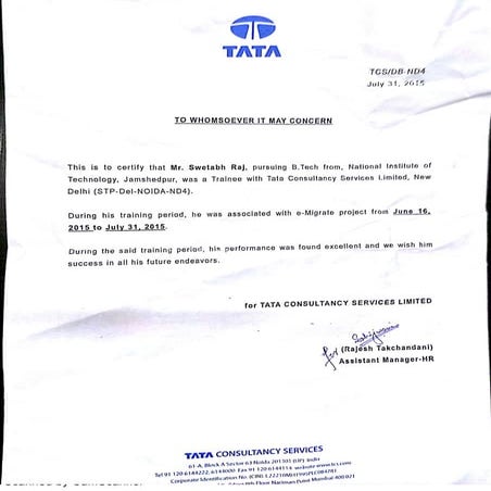 TCS Certificate | PDF