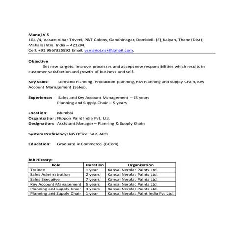 Manoj_Resume | PDF