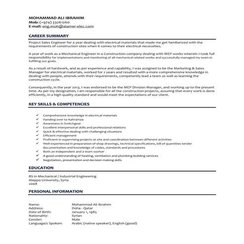 Mohammad Ibrahim - CV final | PDF