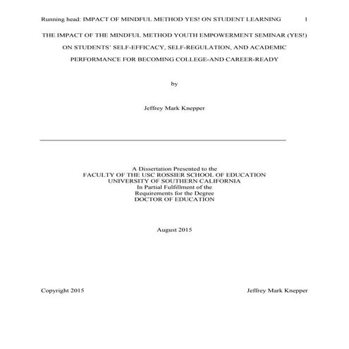 Knepper Dissertation Impact of Mindfulness Method YES! on Student ...