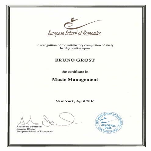 Music Management Certificate | PDF