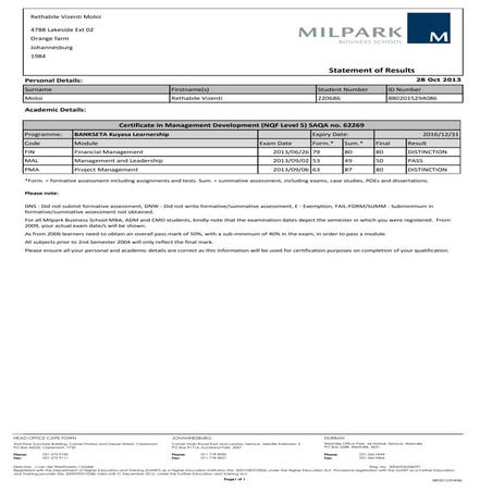 milpark reports | PDF