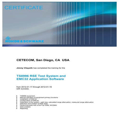 RSA TS8996_RSE_Training Certificate for CETECOM-Jimmy Vilaysith | PDF