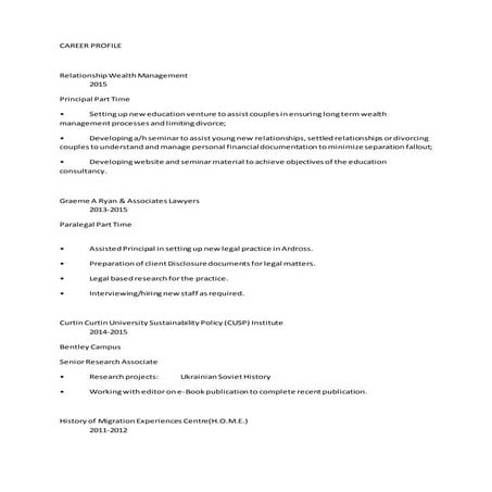 CAREER PROFILE 2015 | DOCX