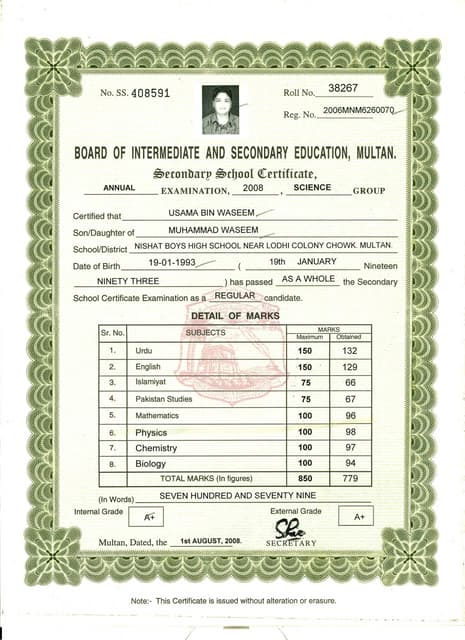 Matric Degree | PDF