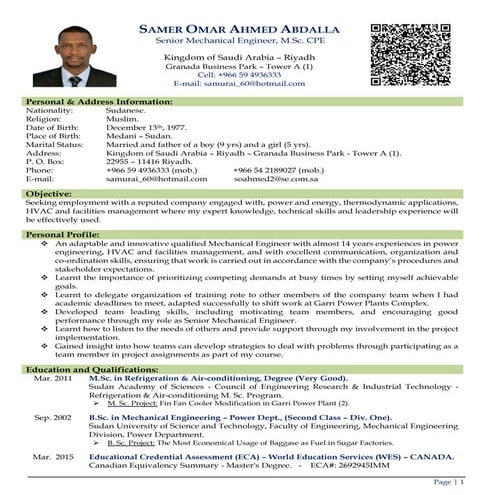 Engr. Samer Omar - Resume | PDF