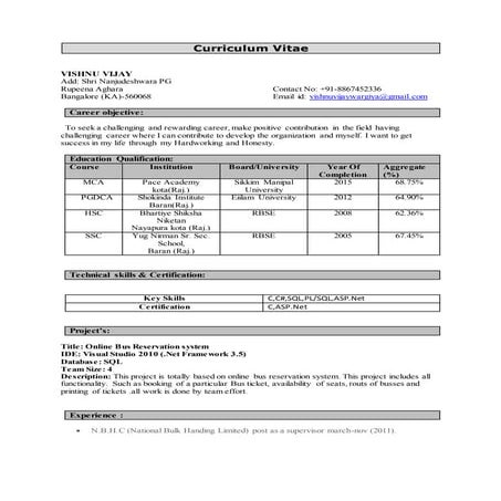 sample format of a resume | DOCX