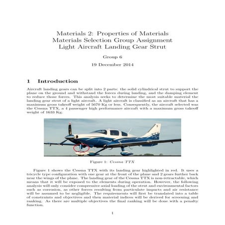 Light Aircraft Landing Gear Strut Group 6 Report | PDF | Automotive