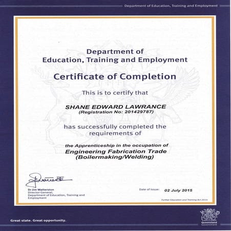 Boilermaking certificate of completion | PDF | Careers
