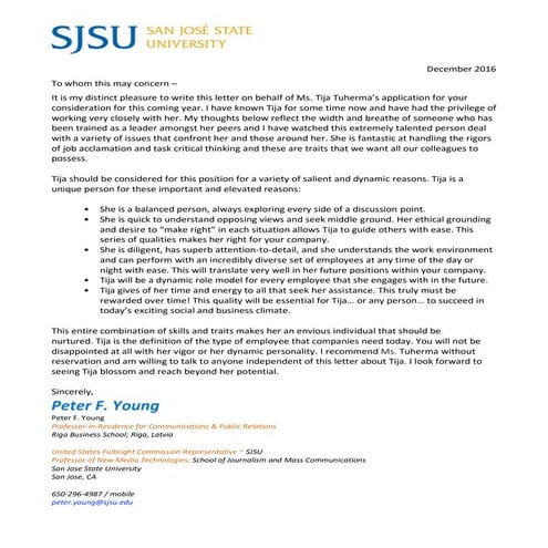 Reference leter_Peter F. Young | PDF