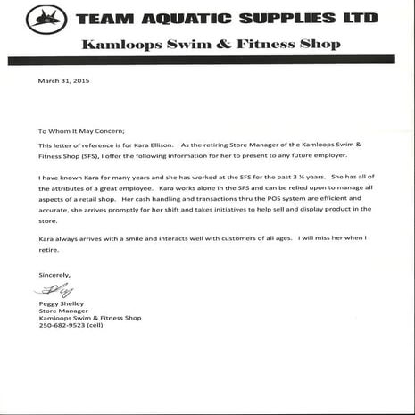 Reference letter swim shop-2 | PDF