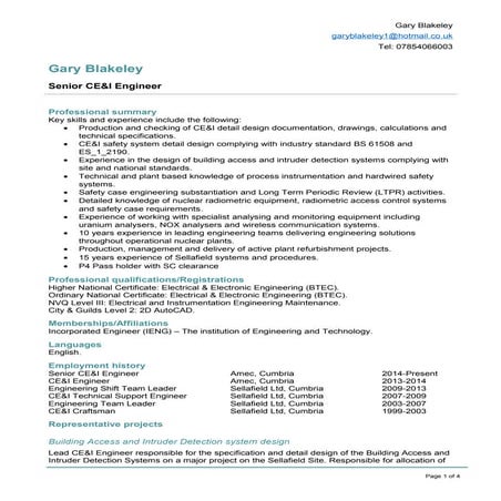 Gary Blakeley CV | DOC