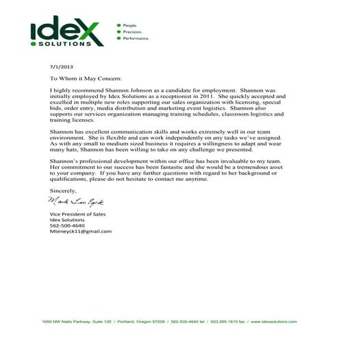 Letter of Recommendation from Mark TenEyck-1 | PDF