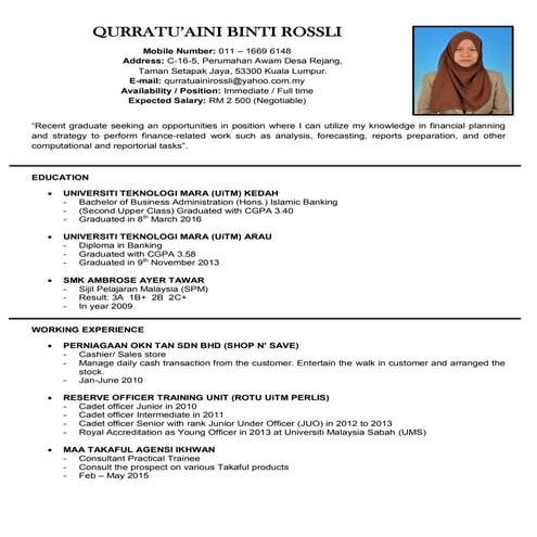 QURRATU RESUME 2016 | PDF