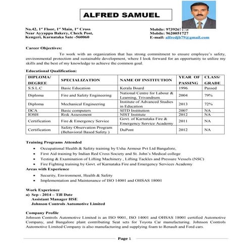 Alfred Recently Updated Resume | DOC
