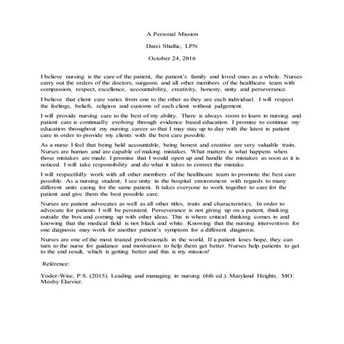 Personal Mission Statement | PDF
