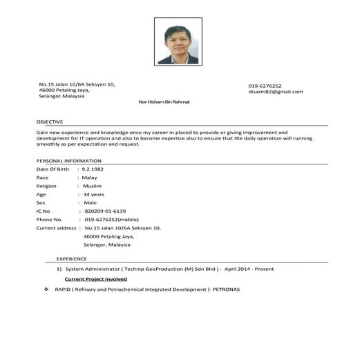 Nor Hisham Rahmat CV | DOC