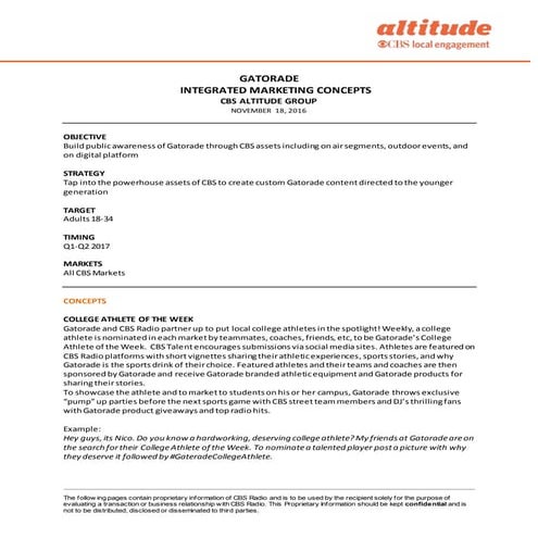 GATORADE WHITE SHEET | DOCX | Sports Radio | Genres