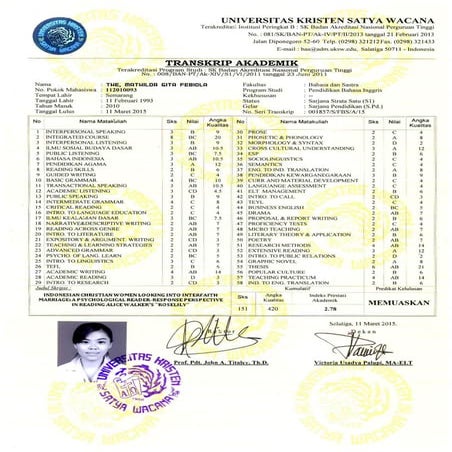 Ijazah & Transkrip Nilai | PDF