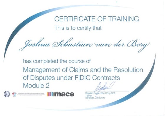 2011 - JSvdB - Certificaat FIDIC | PPT