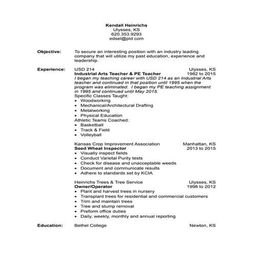 Kendall Heinrichs Resume | RTF