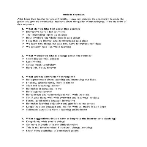 student feedback | DOCX