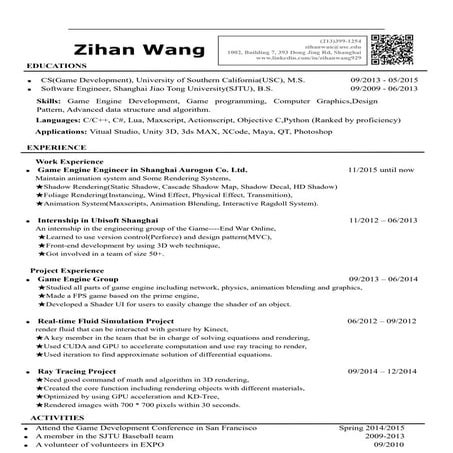Zihan's Resume | PDF | Computing | Technology & Computing