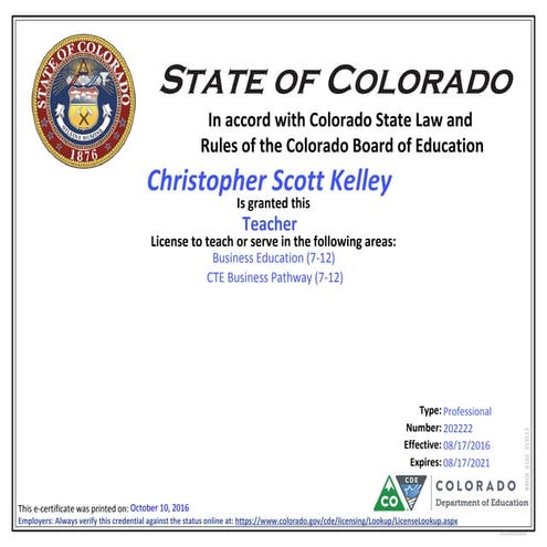 Professional Teaching and CTE License | PDF