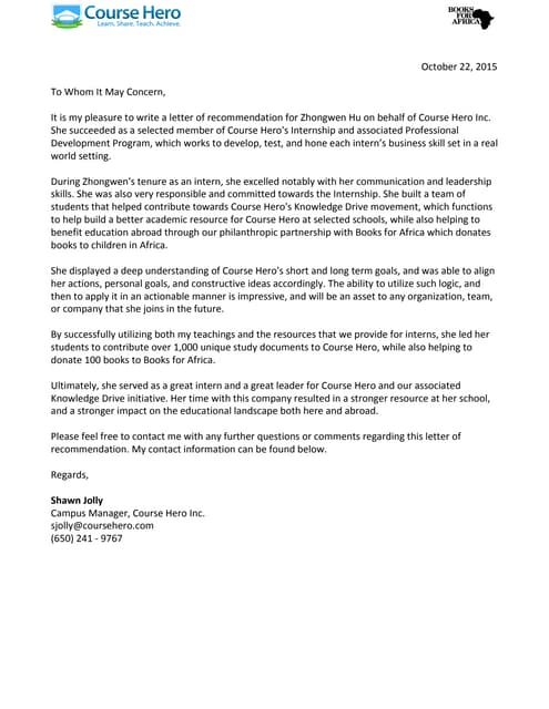 rec letter course hero | PDF