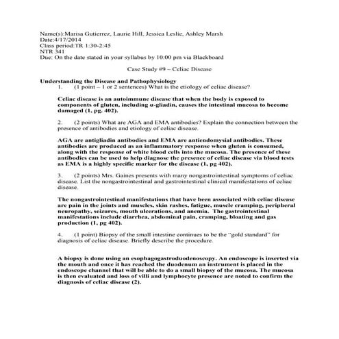 Celiac Case Study | DOCX