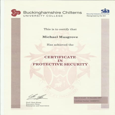 Level 3 Certificate in Protective Security BCUC | PDF