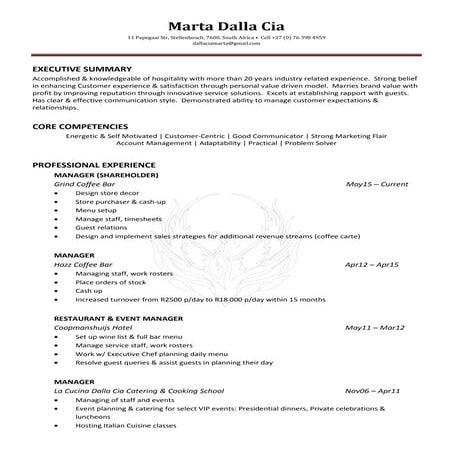 Marta Dalla Cia Resume Feb 2016 | PDF
