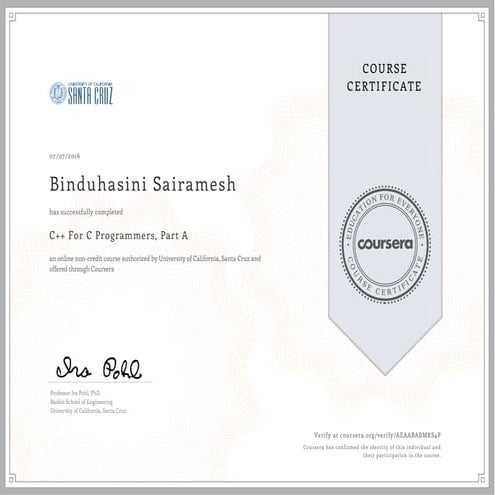 Cpp Course Certificate