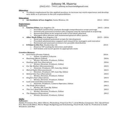 Tiffany Resume 2017 (Production) | DOC