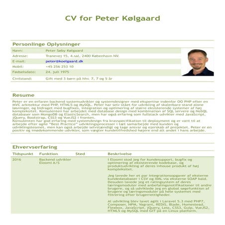 CV for Peter Kølgaard | PDF