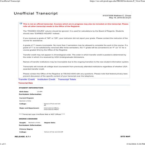 Academic Transcript | PDF