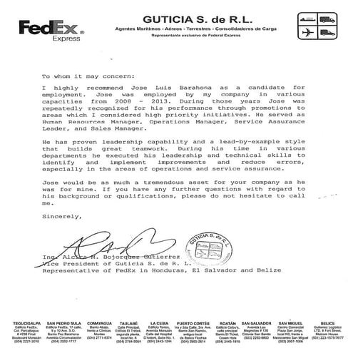 FedEx - Recommendation Letter | PDF