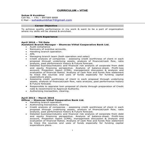 Resume of Prasad | DOCX