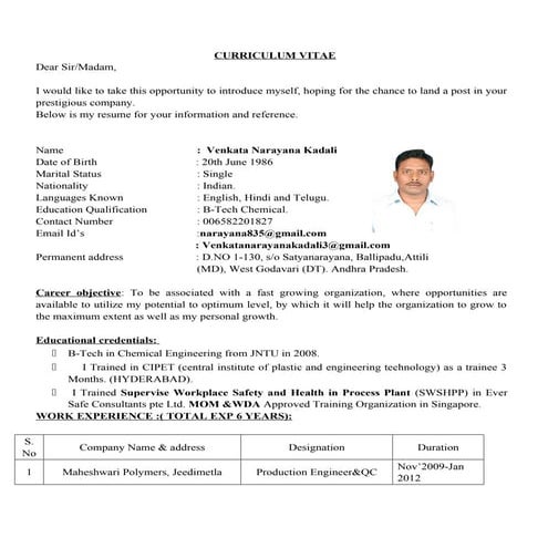 venkat narayana resume | DOC